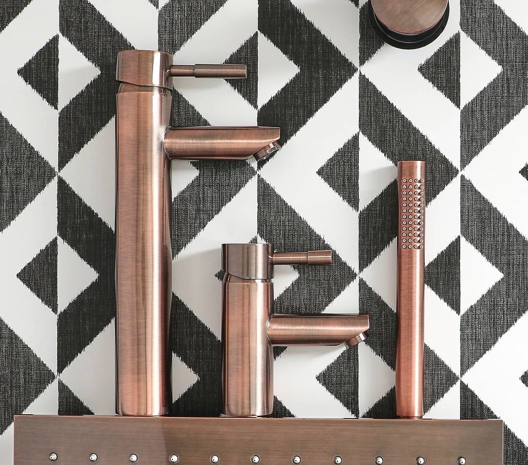 brushed copper bathroom brassware | Big Bathroom Inspiration